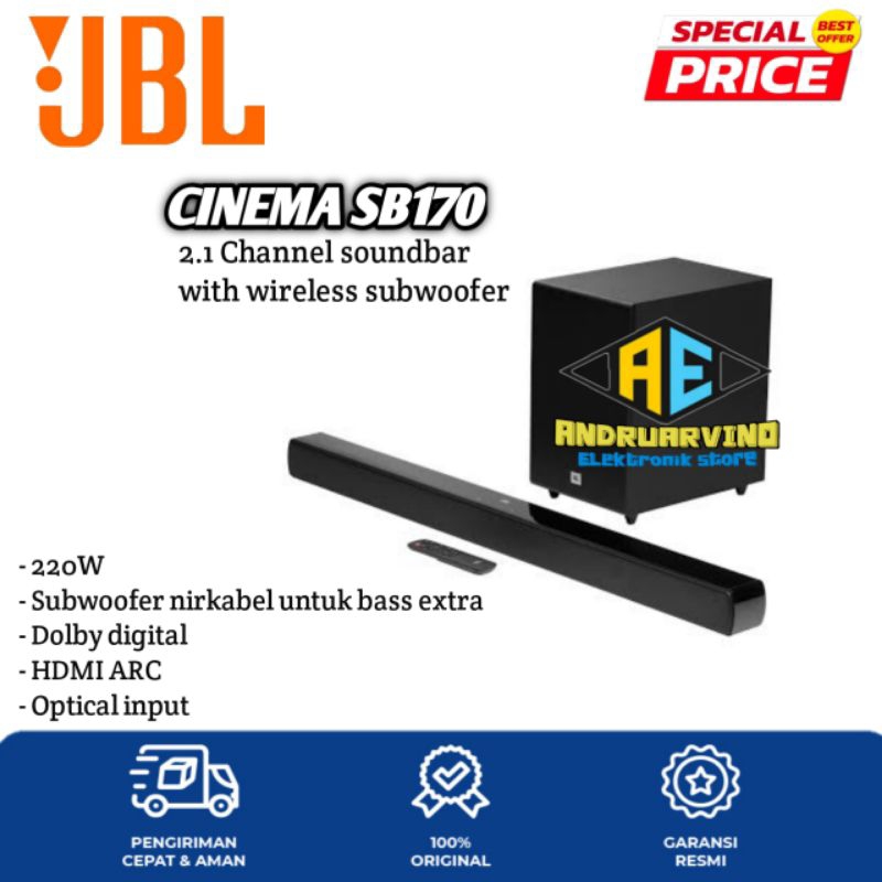 Jual JBL SOUNDBAR CINEMA SB170 2.1CH SOUNDBAR WITH WIRELESS SUBWOOFER ...