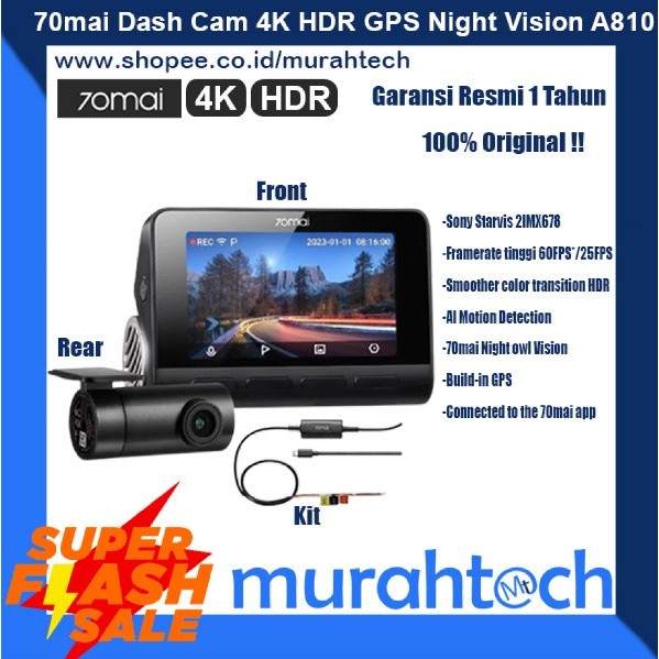 Jual 70mai A800S 4K DashCam WiFi GPS ADAS Smart Dash Camera Cam Car ...