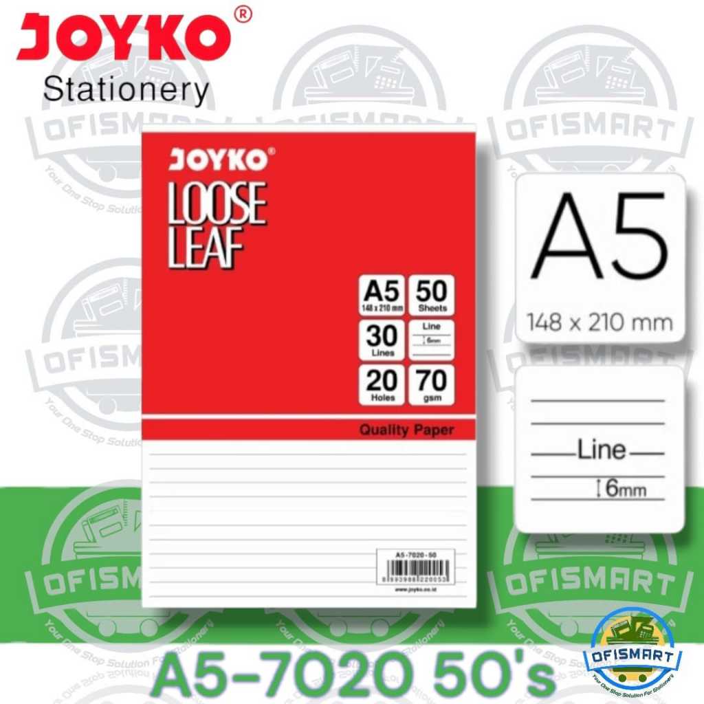 Jual Joyko Loose Leaf Isi Kertas File Binder A5 7020-50 Line | Shopee Indonesia