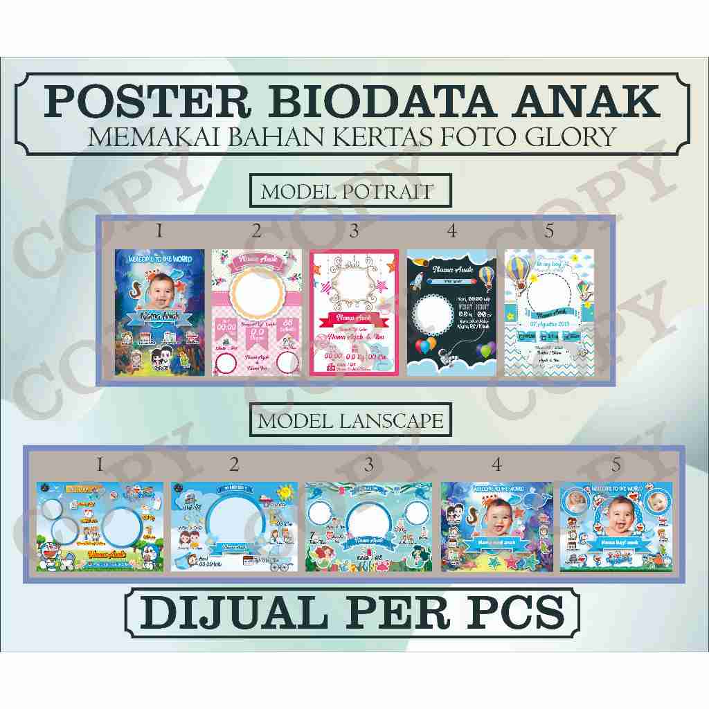 Jual POSTER BIODATA ANAK ( MEMAKAI BAHAN KERTAS FOTO GLORY ) UKURAN ...