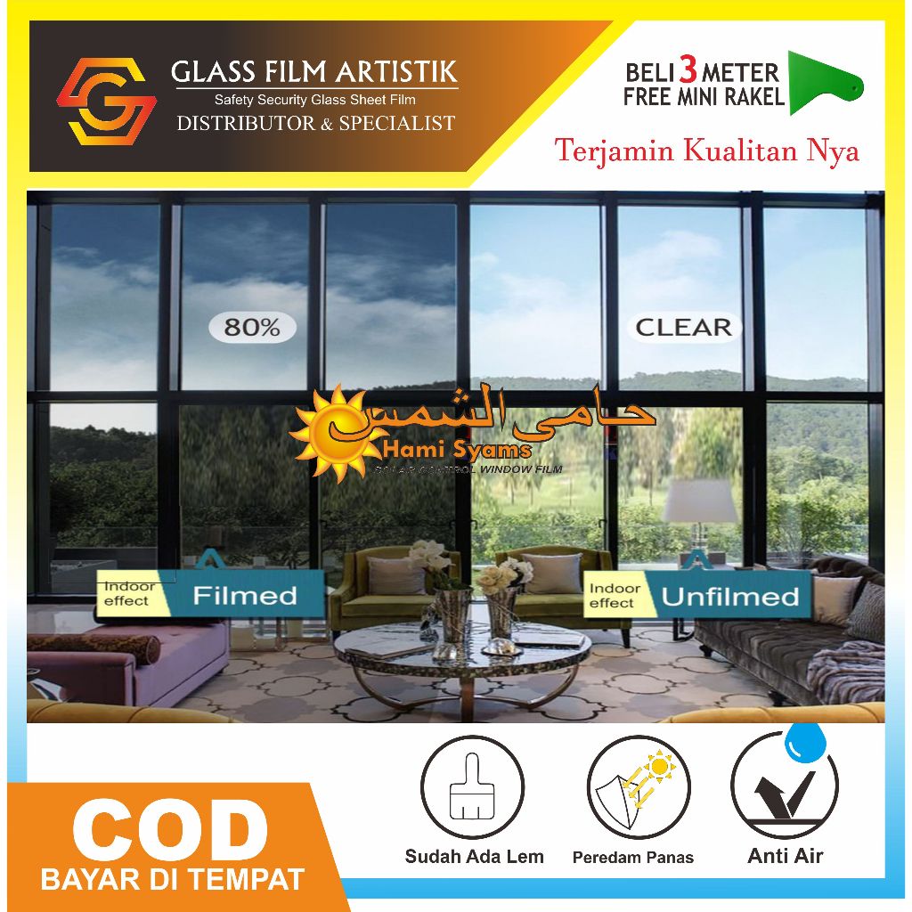 Jual KACA FILM HITAM/KACA FILM RAYBEN/SETIKER KACA RIBEN JENDEALA RUMAH ...