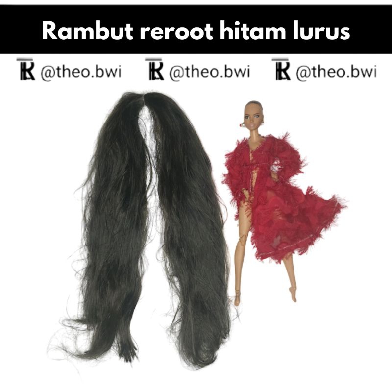 Jual Rambut reroot boneka barbie hitam lurus panjang 73 cm | Theo r ...