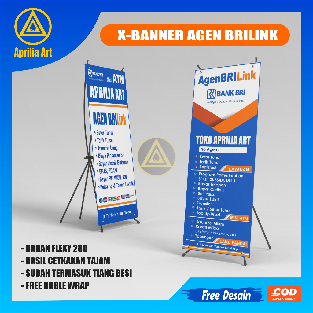 Jual X BANNER BRILINK 1 SET DENGAN RANGKA / AGEN BRI LINK / APRILIA ART ...