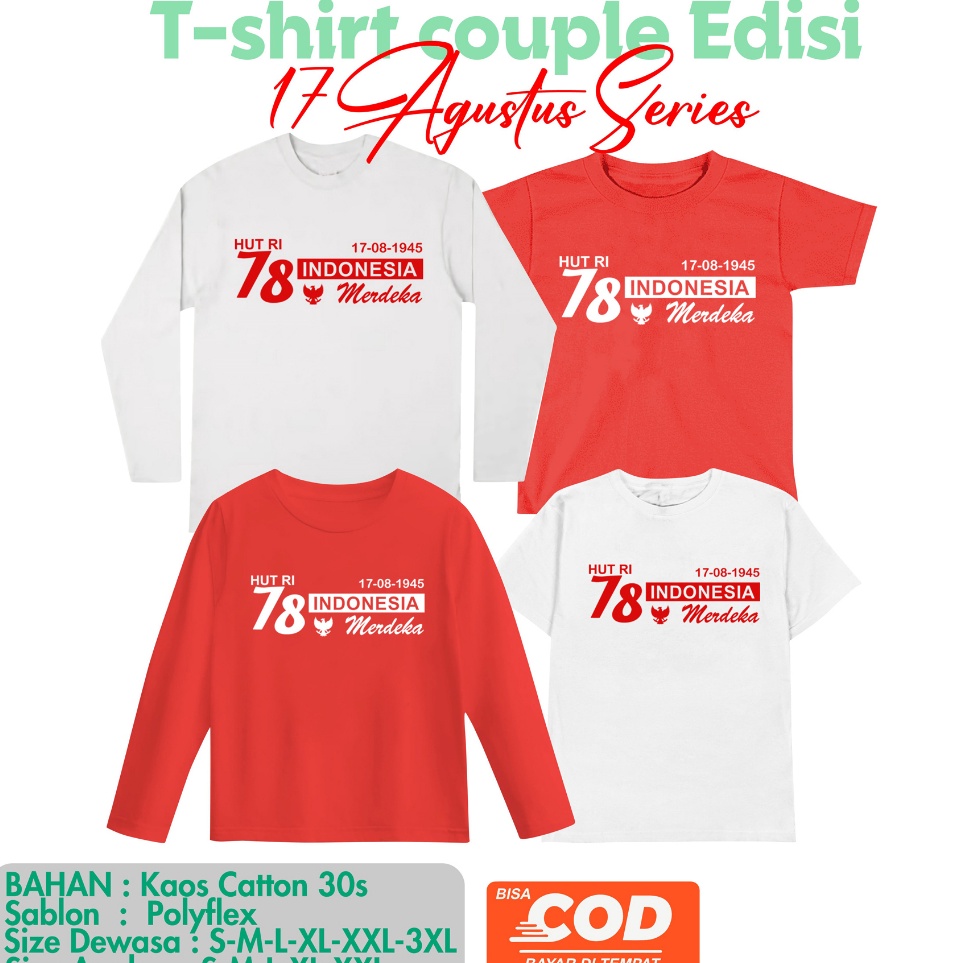 Jual Serba Mutu Kaos Couple Family HUT RI Baju Couple Keluarga Agustusan Indonesia Merdeka 17 ...