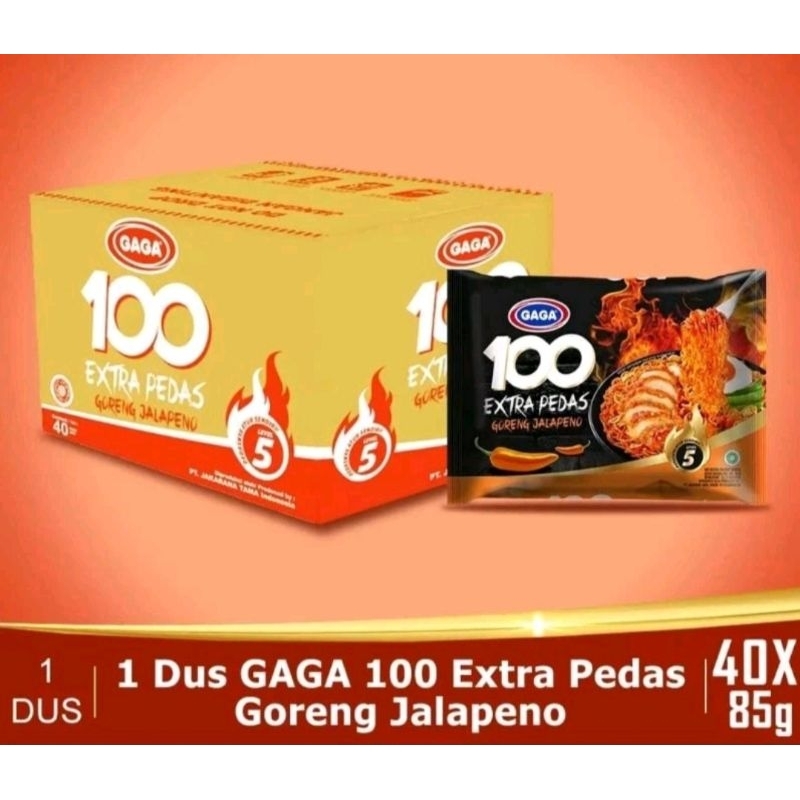 Jual Mie Gaga 100 Extra Pedas Goreng Jalapeno 85g ( 1 dus isi 40 ...