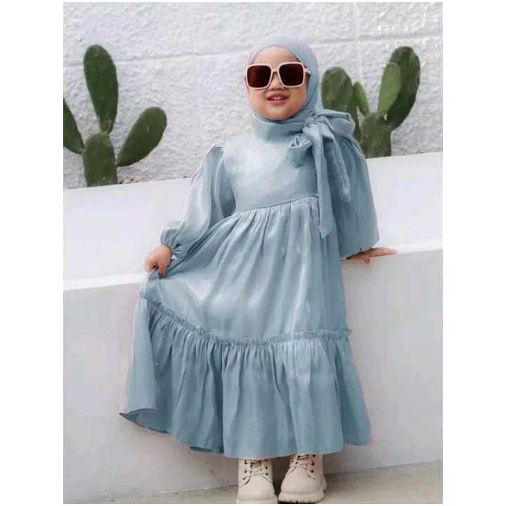 Jual Alika gamis shimmer free hijab/gamis set hijab anak perempuan ...