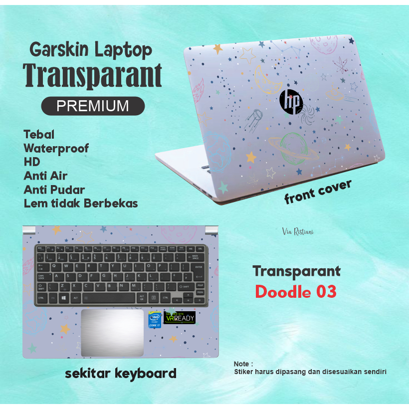 Jual Garskin Laptop Sticker Anti Gores Transparant Doodle Premium ...