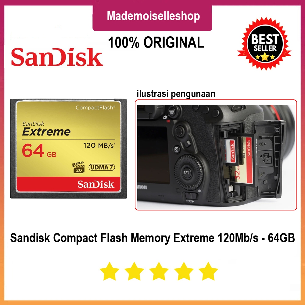 Jual SanDisk Memory Card CF Compact Flash Extreme (120MB/s) - 64GB ...