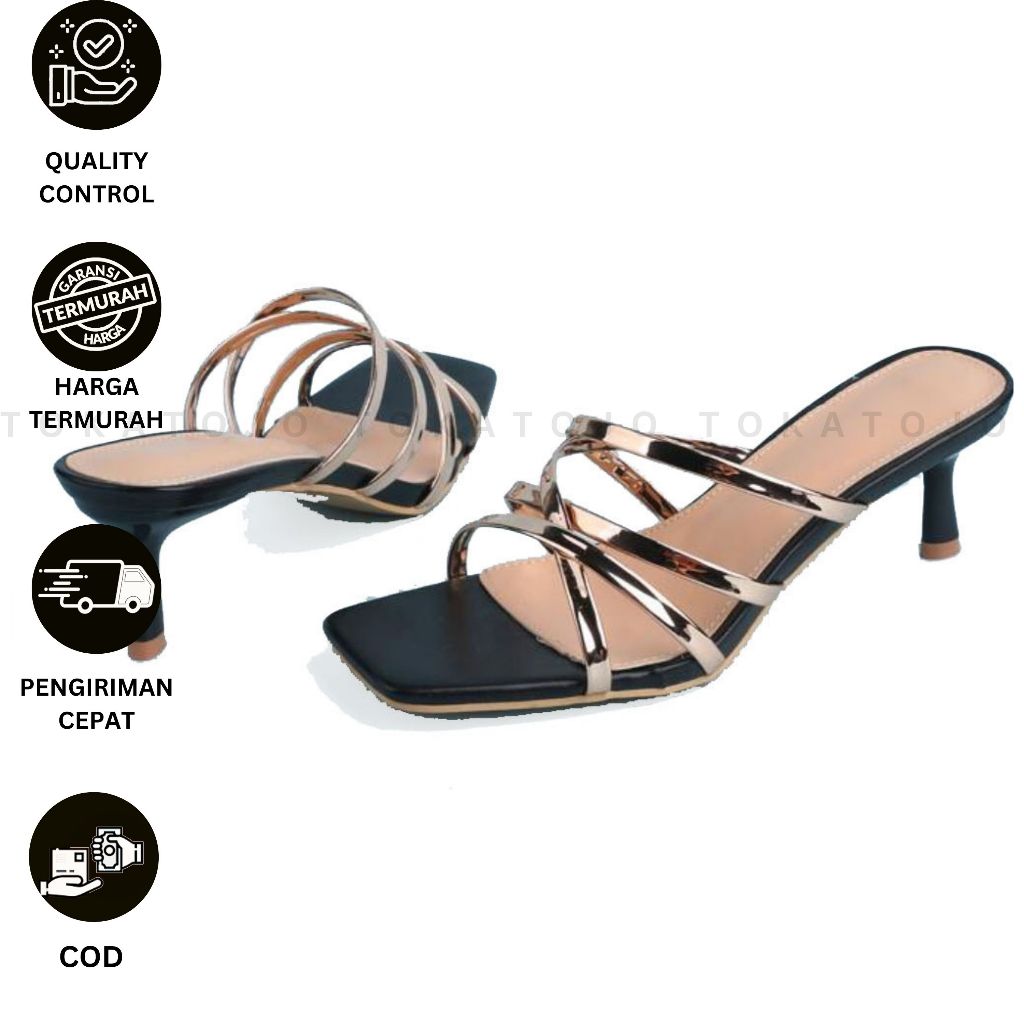 Jual Sandal High heels Tali Wanita terbaru 2024 tinggi 7cm kekinian ...