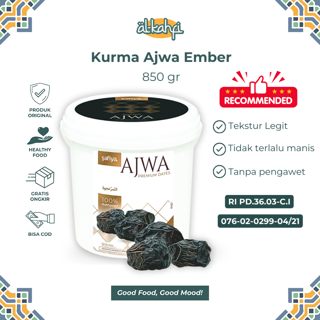Jual Kurma Ajwa Ember 850 Gr Safiya | Kurma Nabi Azwa Premium Original | Shopee Indonesia