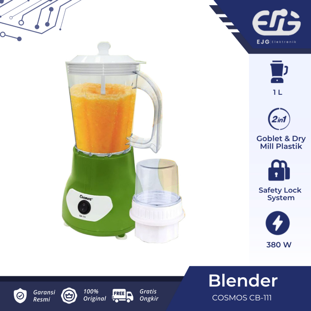 Jual Cosmos Blender CB 111 Blender Plastik 1 Liter 2in1 380 Watt CB111 ...