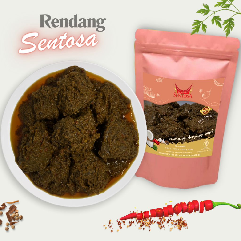 Jual Rendang Daging Sapi Sentosa Makanan Kemasan Lauk Instan Siap Saji ...