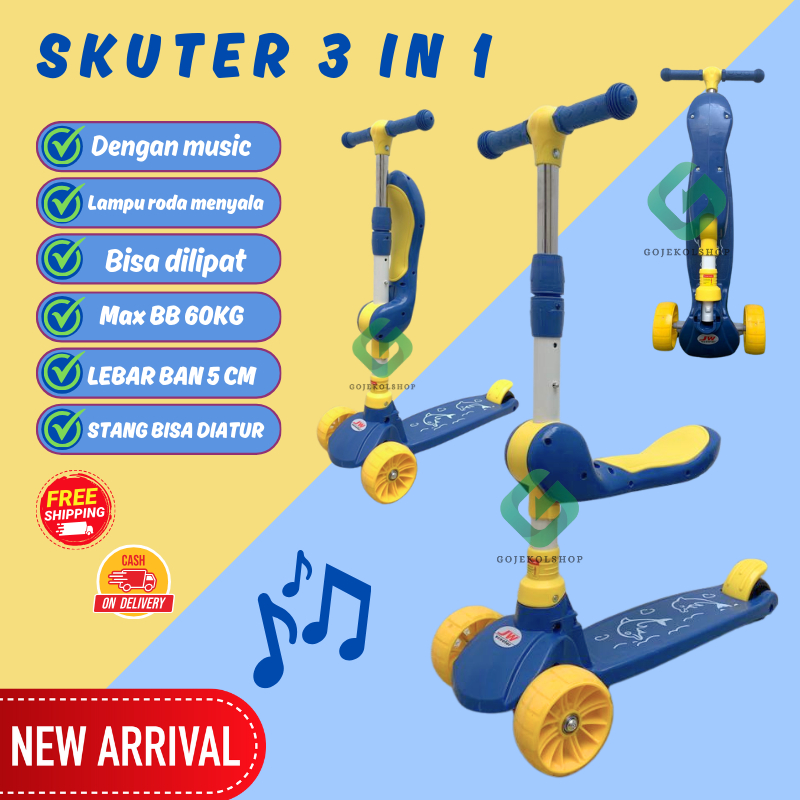 Jual Mainan Anak Skuter Otoped Sepeda Duduk 3 Roda 2in1 Ada Musik Lagu ...