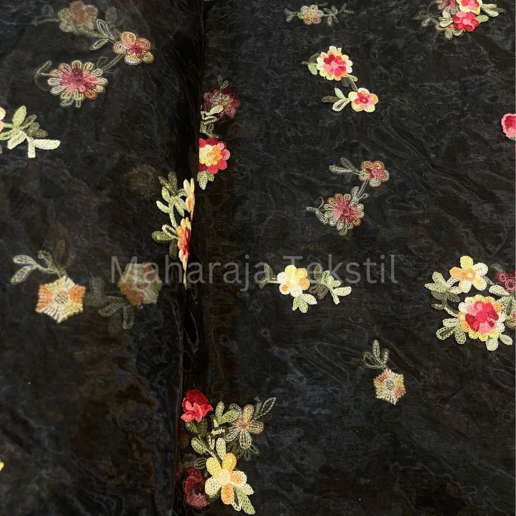 Jual Kain Organza Motif Bordir / Organza Corak Bunga / Organdy Bordir ...