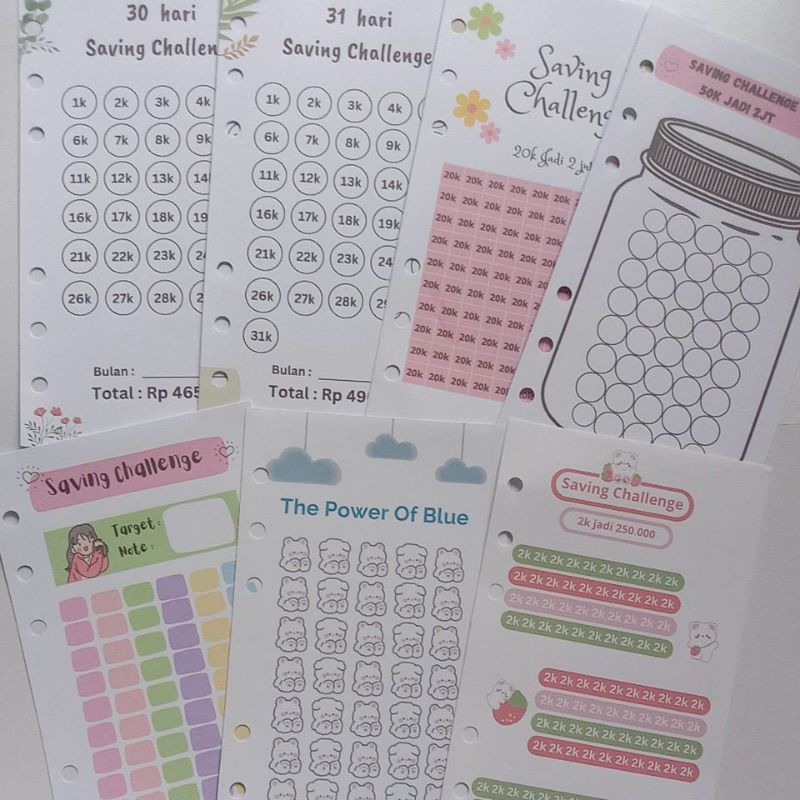 Jual Kertas Saving Challenge /Kertas Binder Tabungan /Kertas Binder A6 | Shopee Indonesia