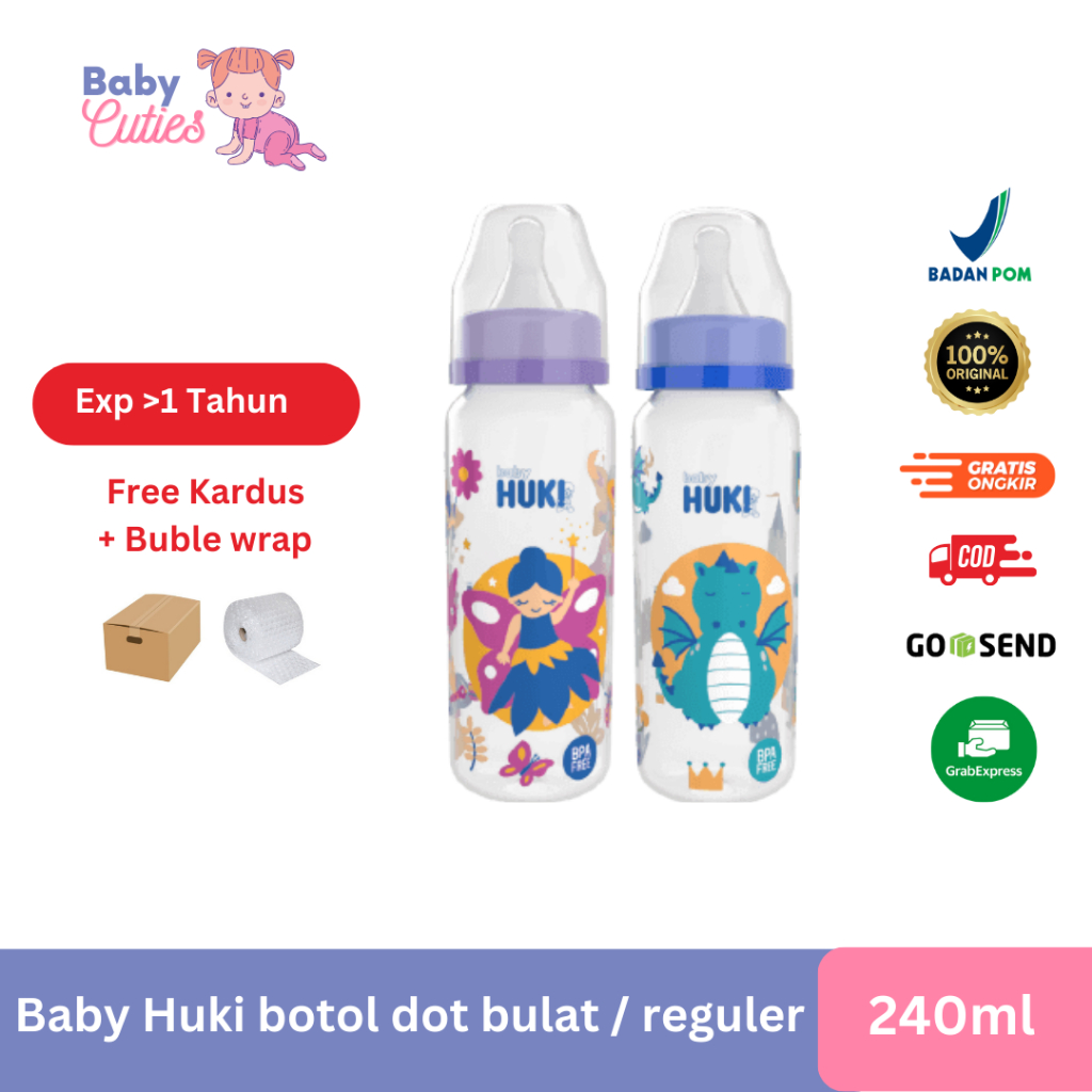 Jual Botol Susu Huki Dot Bulat | Dot Reguler Nipple Bulat | 240ml ...