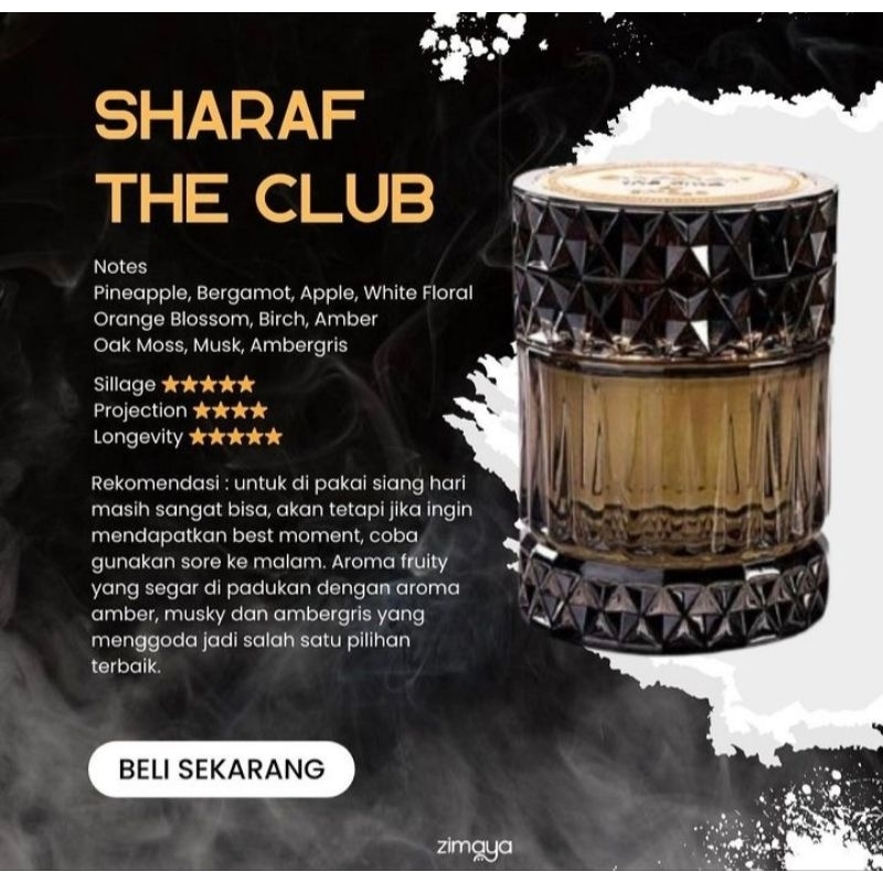 Jual Perfume Sharaf The Club EDP 100ML || ZIMAYA by AFNAN ( Dupe Creed ...
