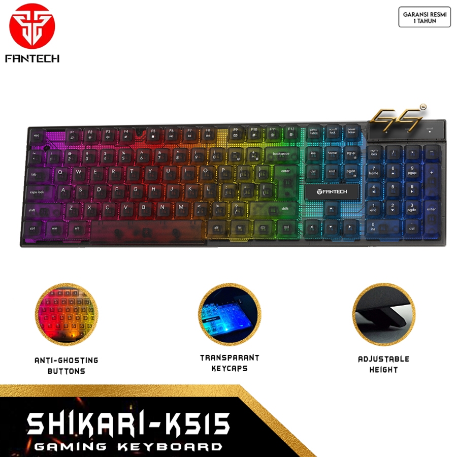 Jual Fantech SHIKARI K515 K-515 Keyboard Gaming Membrane RGB Keycaps Transparan | Shopee Indonesia