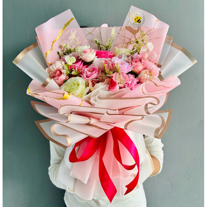 Jual BEE FLORIST_Artificial Flowers/ Buket Bunga/ Buket Wisuda / Pink ...