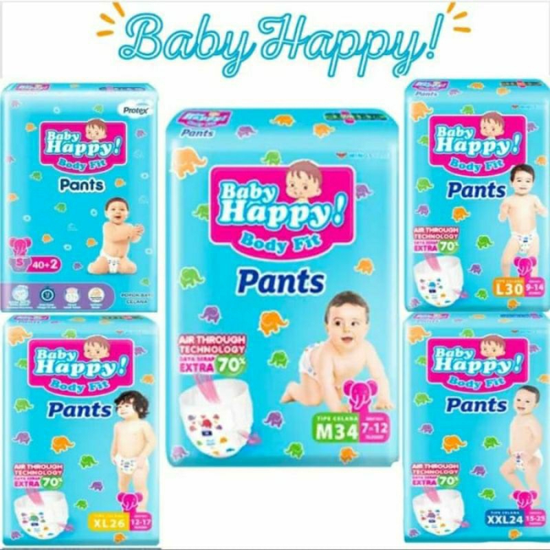 Jual BABY HAPPY PANTS S40 / M32 / L28 / XL26 / XXL24 ORIGINAL | Shopee ...