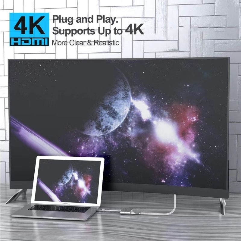 Jual Adaptor 4 in 1 usb type c to HDMI atau VGA resolusi video 4K ...