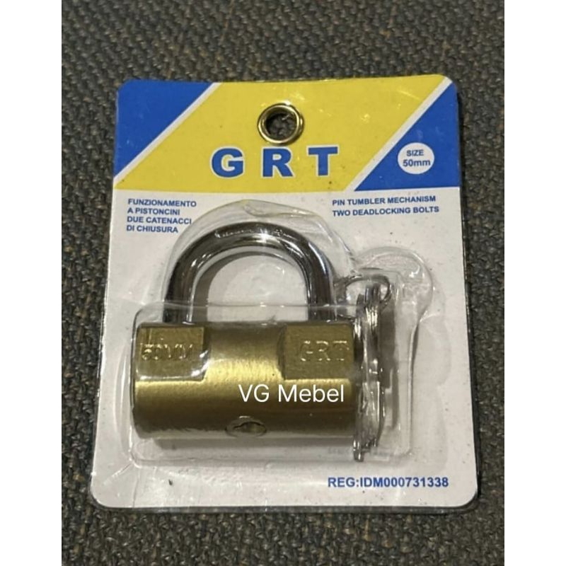 Jual Gembok Bulat / Balok Kuning 50 mm Merk GRT (Model VIRO) | Shopee ...