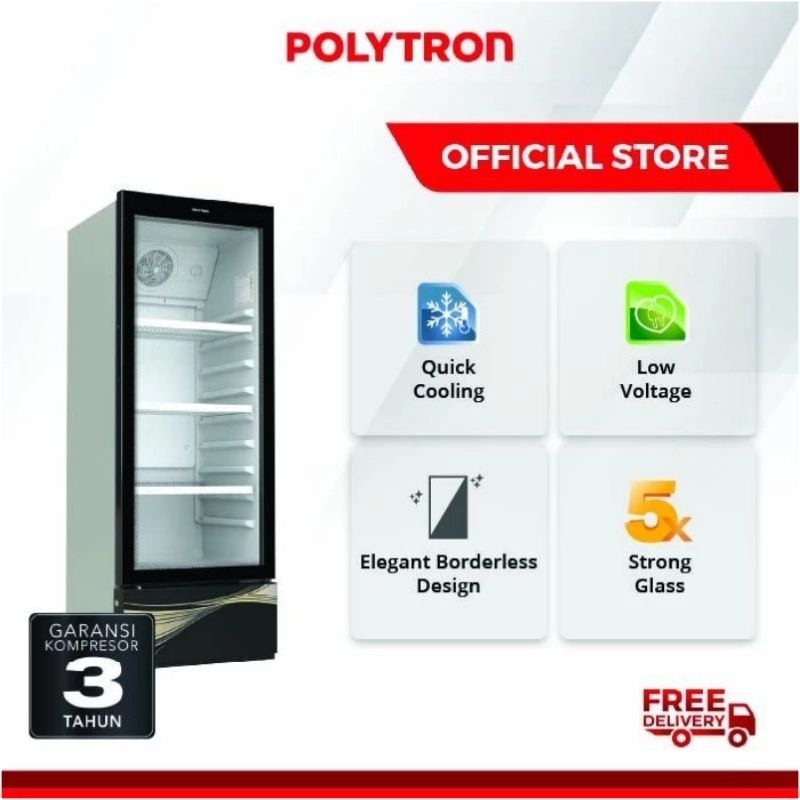 Jual SHOWCASE POLYTRON SCN-187 3 RAK 180L DISPLAY COOLER | Shopee Indonesia