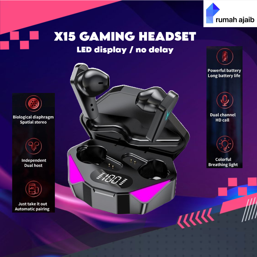 Jual X15 TWS Earphone Nirkabel Headset Bluetooth 5.3 earphones BT Handset Mini Bluetooth Headset ...