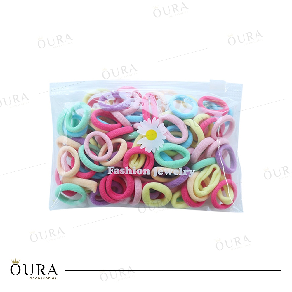 Jual Karet Rambut Donat Polos Isi 50 PCS FREE POUCH Kunciran Rambut ...