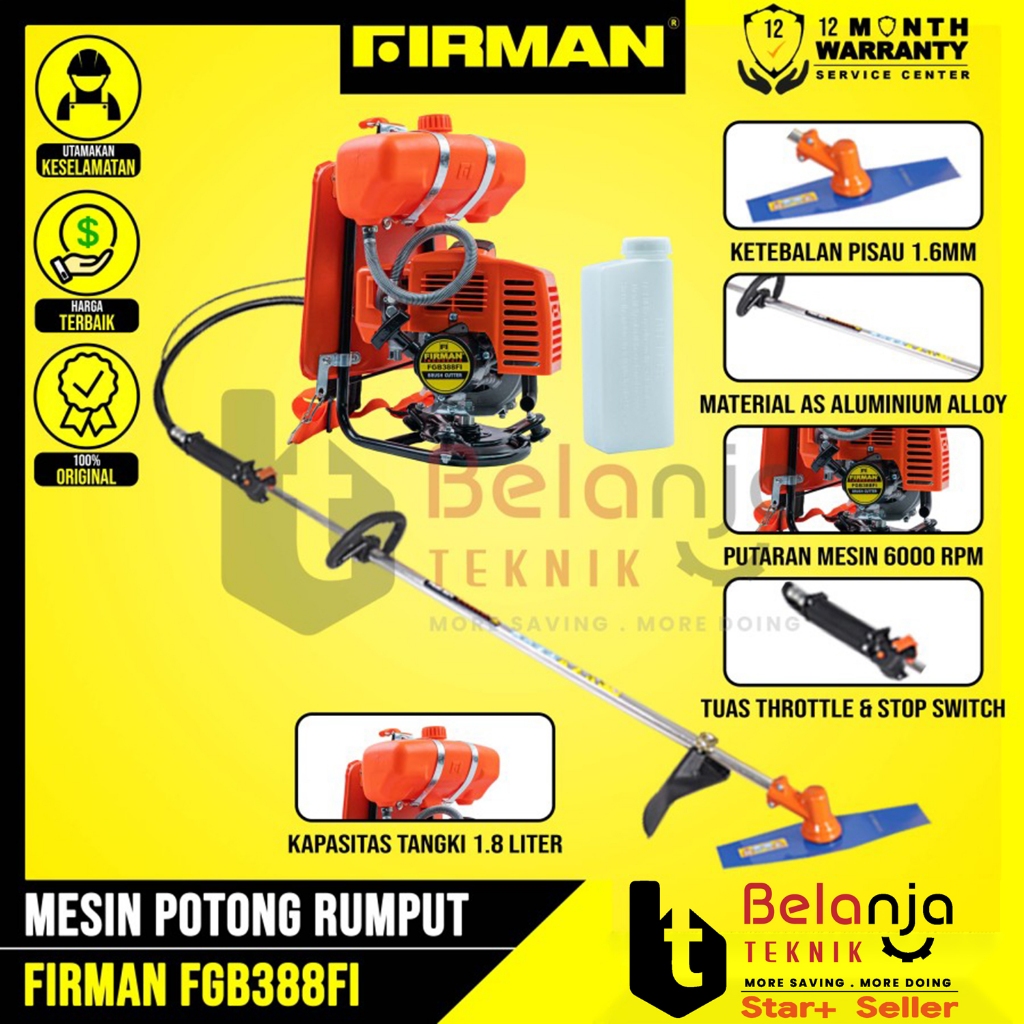 Jual Mesin Potong Rumput FIRMAN FGB 388 FI TANGGUH Brush Cutter 2 Tak ...