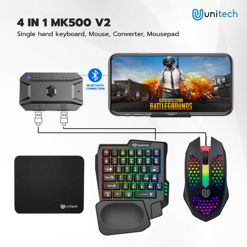 Jual Paket Keyboard Gaming Single Hand RGB Divipard 5in1 - Keyboard ...