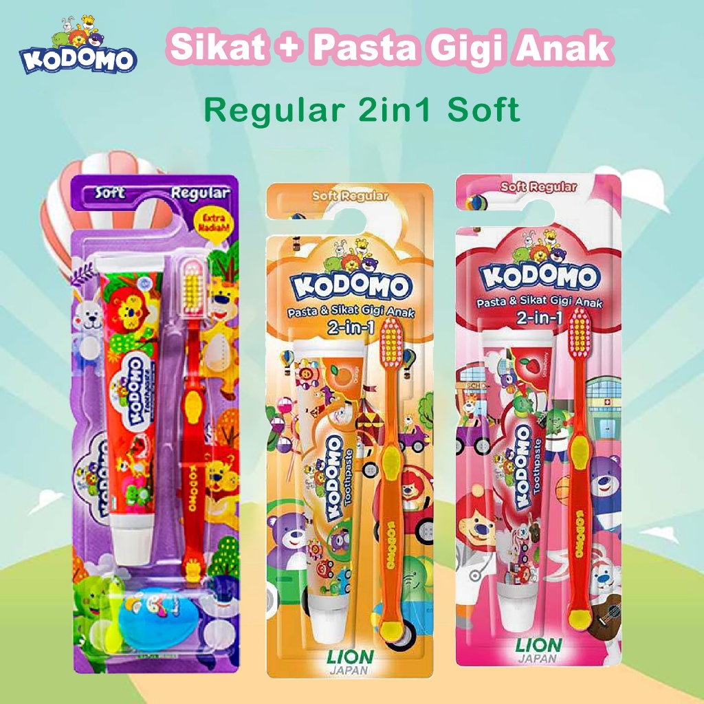 Jual Kodomo Reguler 2in1 Toothbrush Sikat Gigi Anak Pasta Gigi Anak Toothpaste Kids Lembut ...