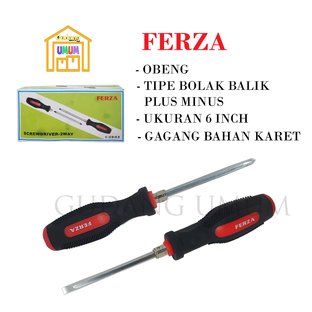 Jual Obeng Bolak Balik FERZA Plus Minus Gagang Karet | Shopee Indonesia