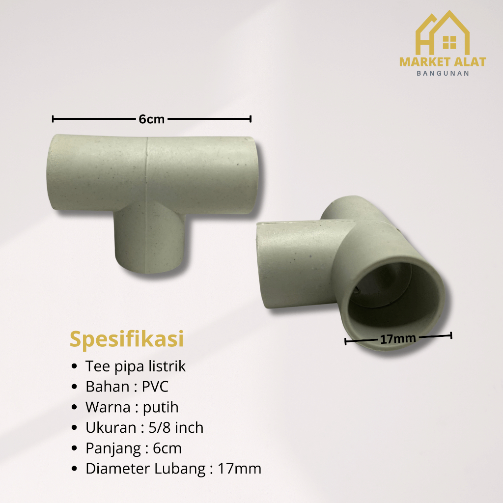 Jual Tee 5/8" Pipa Listrik / T 5/8 Inci Plastik / Sambungan Pipa ...