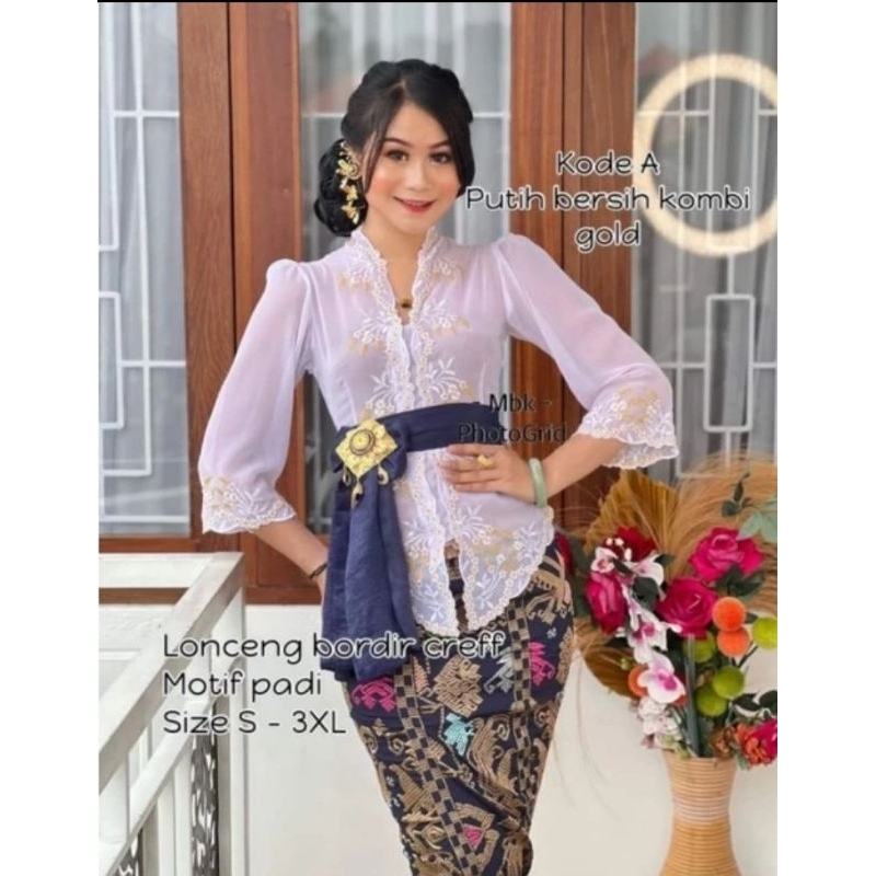 Jual Kebaya Jadi Bordir Tangan Lonceng Motif Padi - Padian || Kebaya ...
