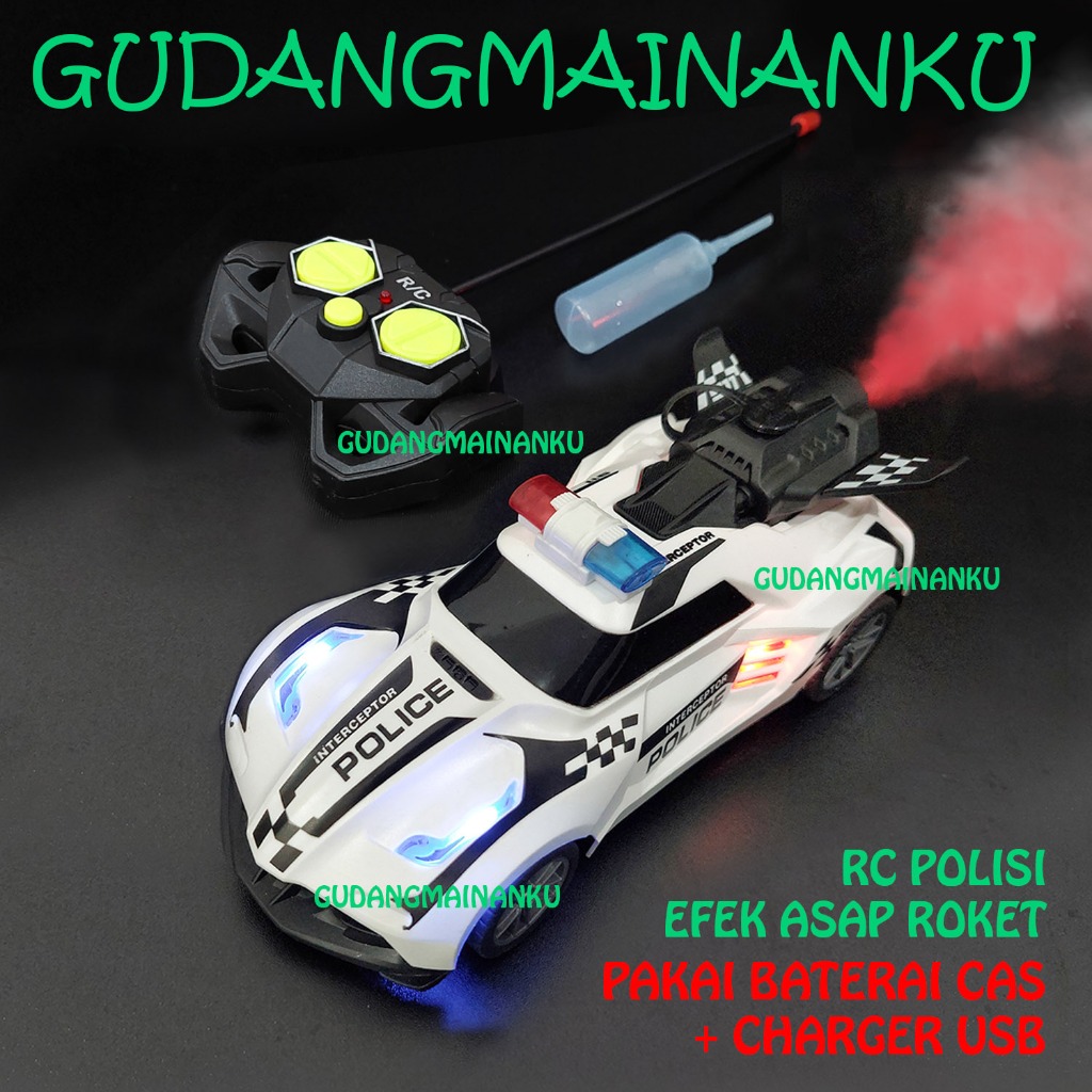 Jual Mobil RC Asap Spray Car Remote Control Polisi dengan Lampu ...