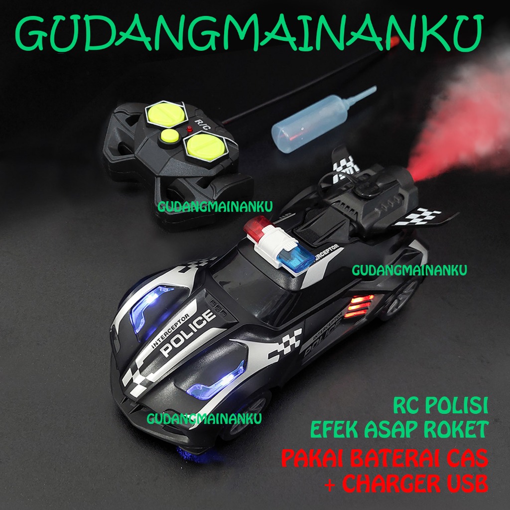 Jual Mobil RC Asap Spray Car Remote Control Polisi dengan Lampu ...