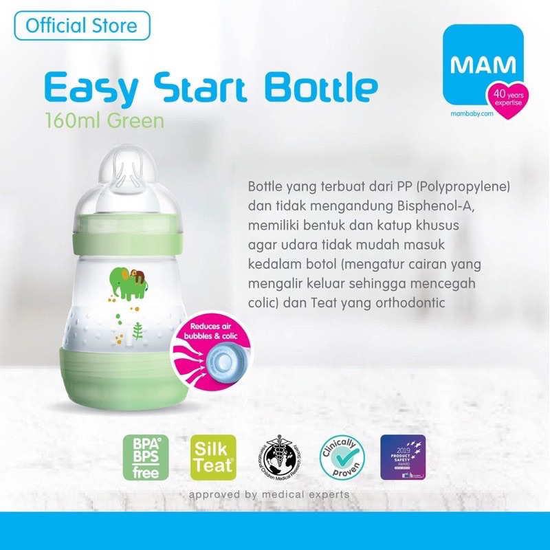 Jual BNIB MAM Anti Colic Bottle 160ml Botol Susu MAM Green Hijau ...