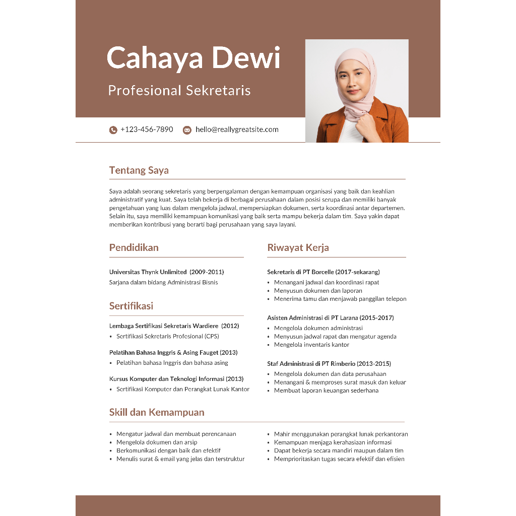 Jual Jasa Pembuatan CV Kerja | Jasa Desain CV Profesional Model ...