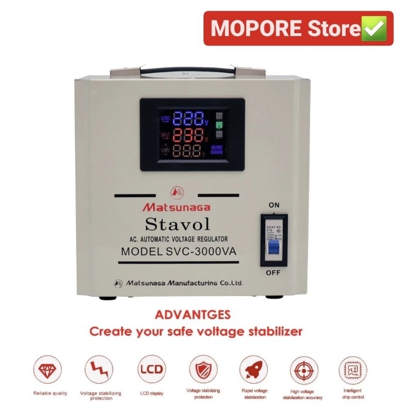 Jual Stabilizer MATSUNAGA 2000/3000Watt STAVOL New Display DIGITAL ...