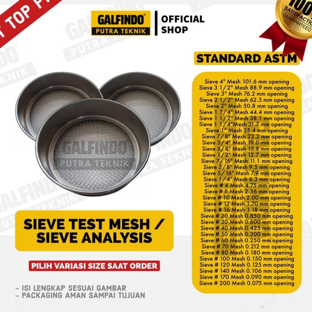 Jual GALFINDO SIEVE TEST MESH / SIEVE ANALYSIS / AYAKAN ALAT ...