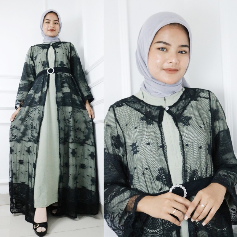 Jual Baju Gamis Terbaru Daviena Set Dress BO M L XL Busui Crinkle ...