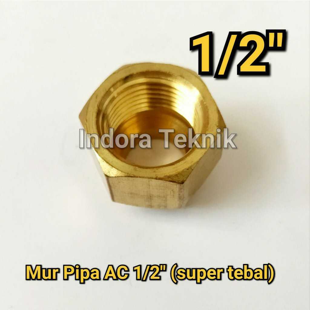 Jual Mur / Nut Pipa AC 1/2" - Bahan Kuningan Super tebal | Shopee Indonesia