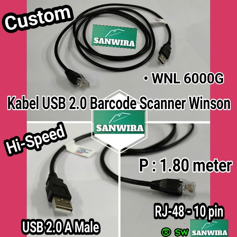 Jual Kabel USB 2.0 Barcode Scanner Winson / Kabel Scanner Barcode / USB ...