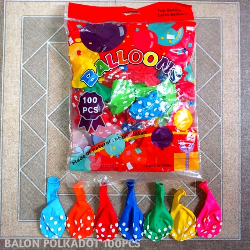 Jual Mainan Balon Motif Polkadot Isi 100Pcs | Shopee Indonesia
