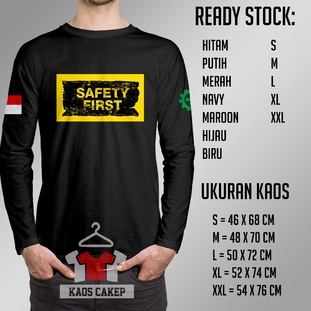 Jual Kaos SAFETY FIRTS VEKTOR Lengan Panjang Baju Distro | Shopee Indonesia