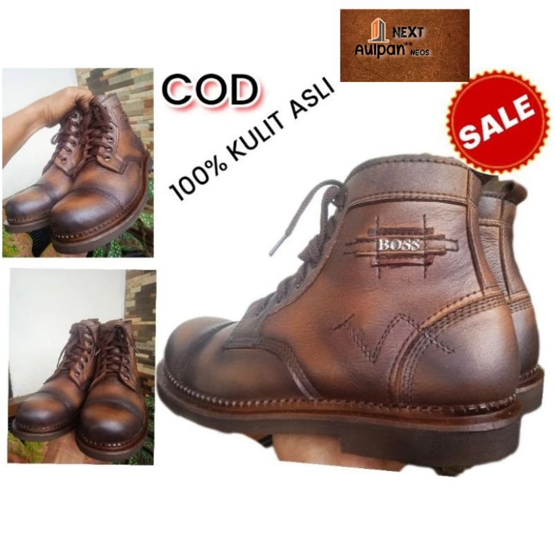 Jual Sepatu Boots Kulit Asli Pria Sepatu Kulit Asli Boots Kulit Pria ...