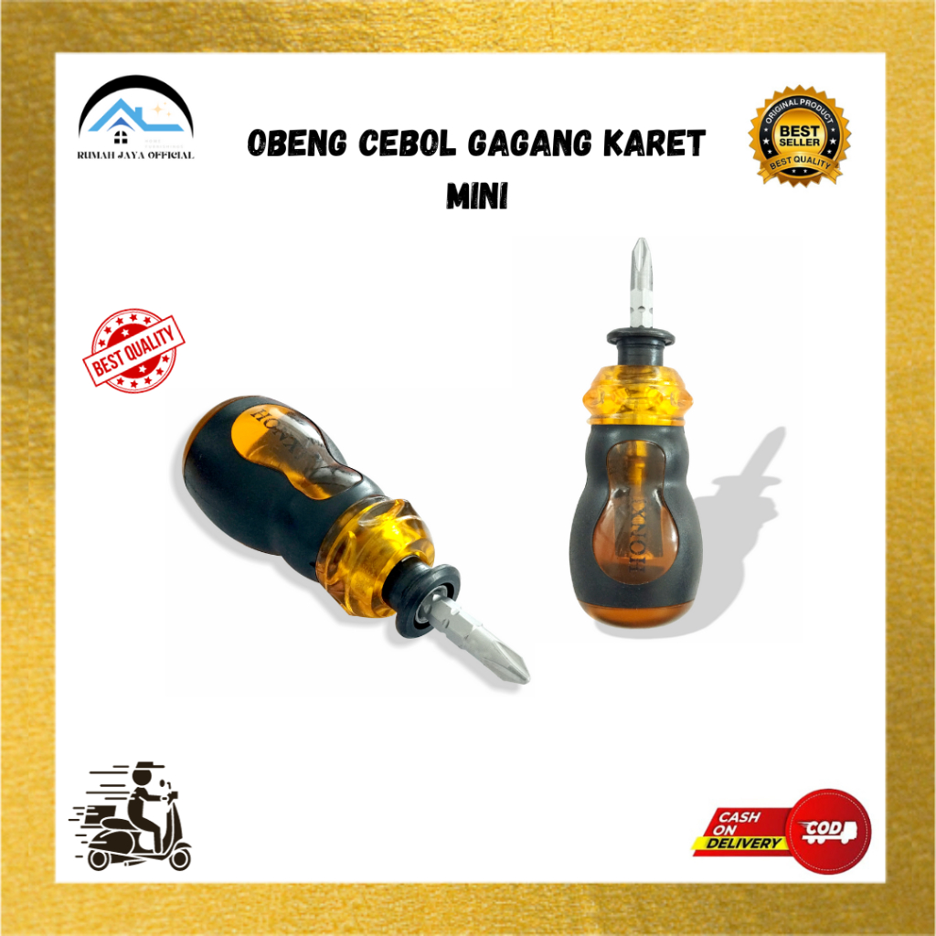 Jual RJO - Obeng Bolak Balik Cebol Gagang Karet / Obeng Mini Pendek 2 ...