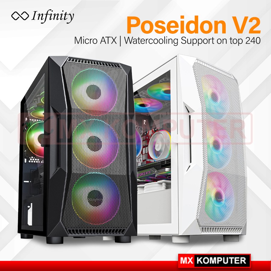 Jual Casing Infinity Poseidon V2 micro ATX Mesh Gaming Tempered Glass ...