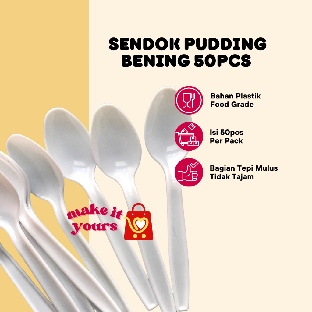 Jual Sendok Pudding Es Krim Teh Plastik Bening Trifinity Isi 50 per ...